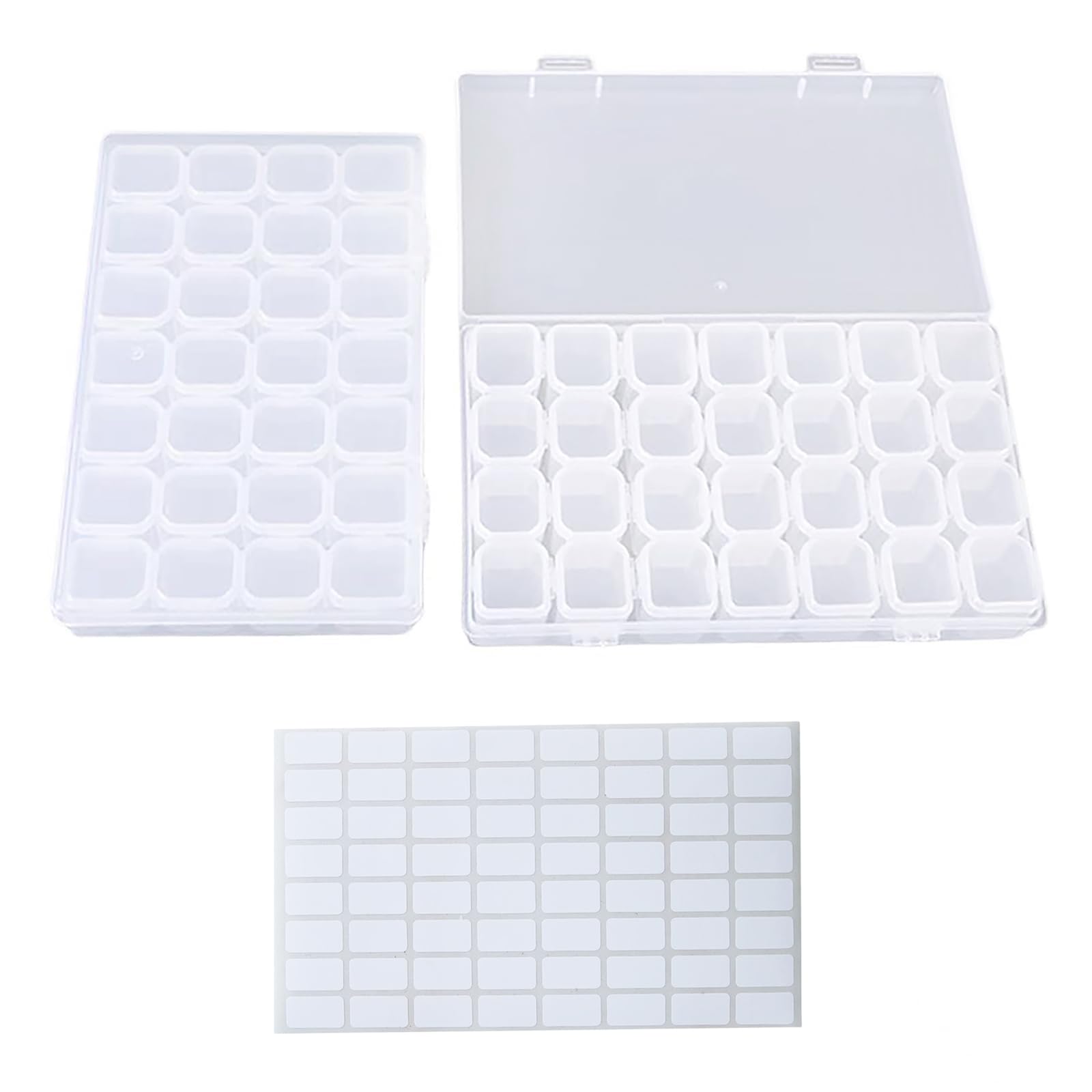 Generic Diamond Painting Accessories Storage Containers 56 Slots 2 Pack 28 Grid Bead Container Includes 64 pcs Labels Plastic Organizer Diamond Art Bead Box, Clear, 749813135770