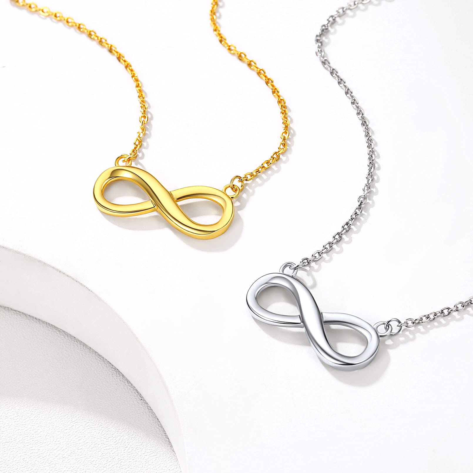 ChicSilver Gold Infinity Necklace for Women 925 Sterling Silver Pendant Necklace Dainty Gold Charm Necklace for Wome