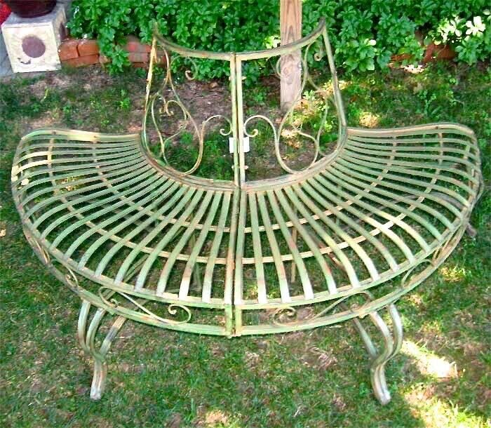 Generic Half Round Tree Bench 30.5"" High- Iron - Antique Green Finish, Large