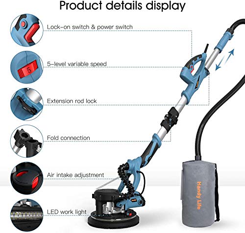 Drywall Sander,Handife 800W Electric Foldable Wall Sander