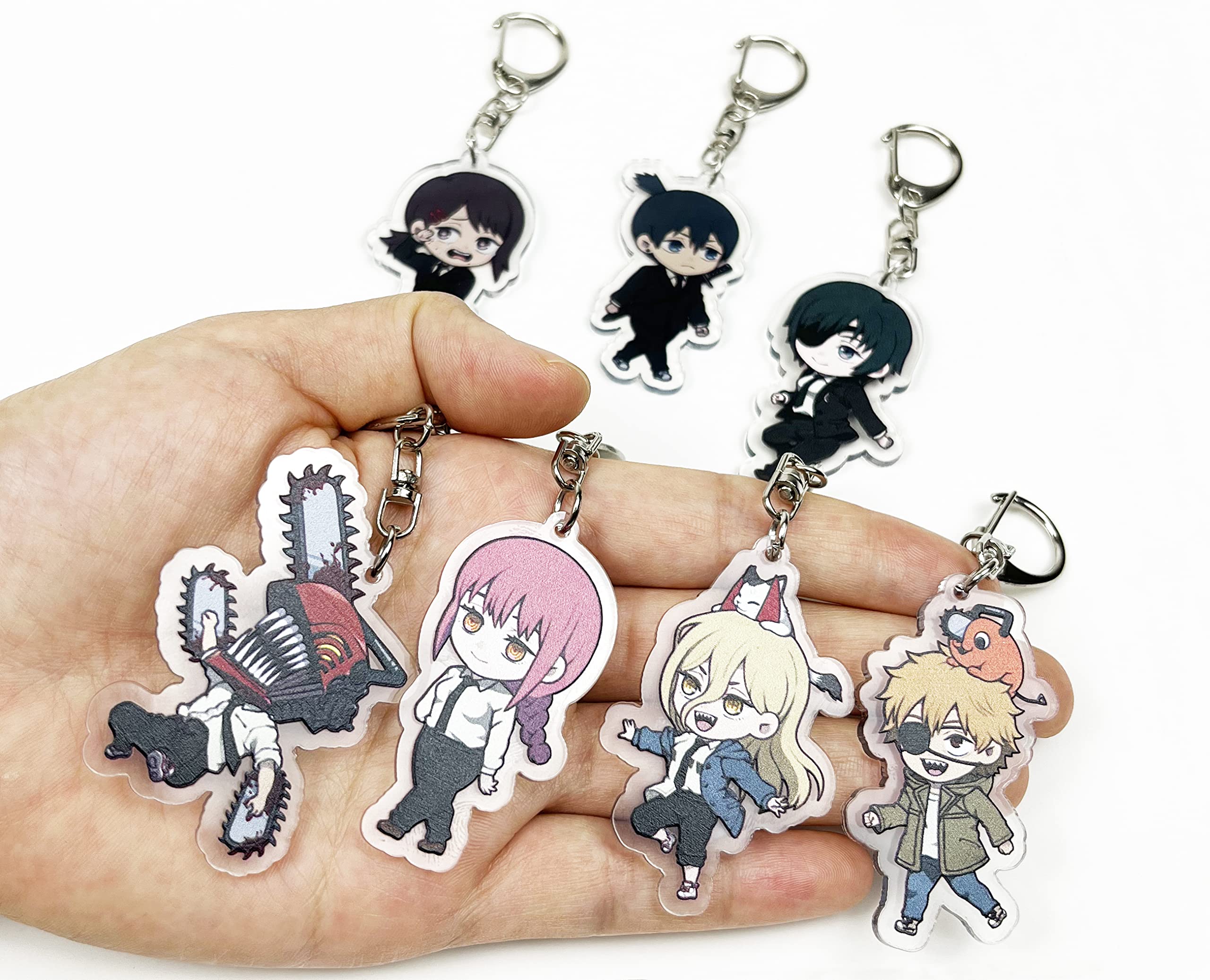 DAANAH 7Pcs Chainsaw Man Keychains Power Reze Tatsuki Fujimoto Cosplay Cute Cartoon Anime Keyrings