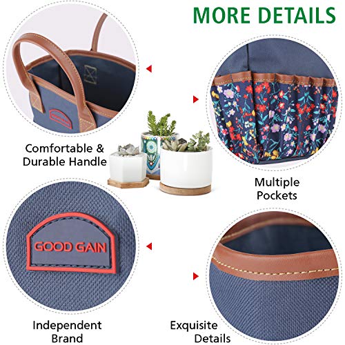 G GOOD GAIN Garden Succulent Kit with Organizer Bag, Indoor Mini Hand Gardening Tool Set, 14 Pieces Tools for Bonsai Planter Miniature Fairy Planting Care.(Blue)