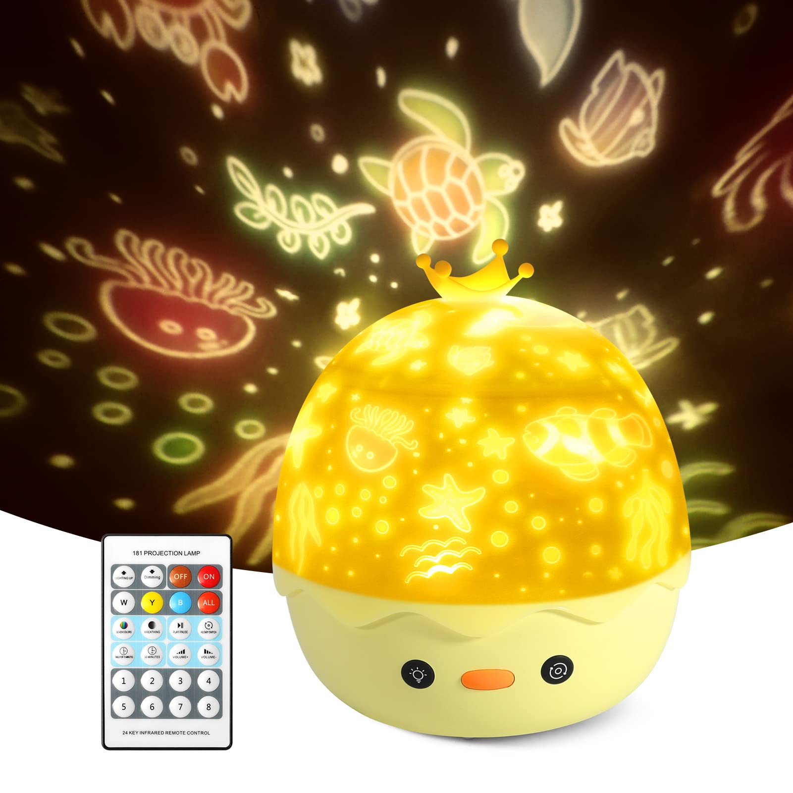 Joycabin Night Light for Kids, Star Projector & Ocean Undersea Lamp,Rotating 8 Color Changing LED Night Lights Projector for Kids Baby Bedroom Decoration