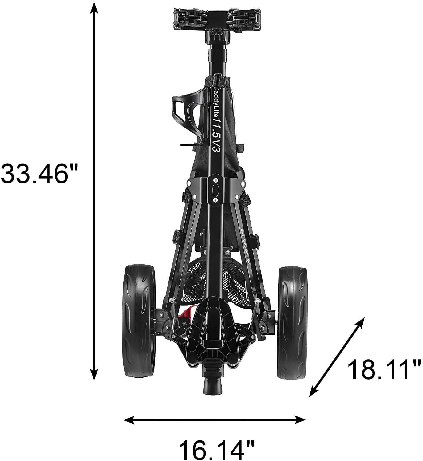 Caddytek CaddyLite 11.5 V3 3 Wheel Golf Push Cart - SuperLite Deluxe, Lightweight, Easy To Fold Caddy Cart Pushcart , Silver , 53.5 x 27 x 45"