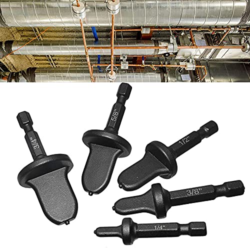 Eyech 5pc Swaging Tool Drill Bit Set, HVAC Repairing Set 1/4'' Hex Shank Air Conditioner Copper Tube Expander Flaring Drill Bit - 1/4'', 3/8'', 1/2'', 5/8'', 3/4''
