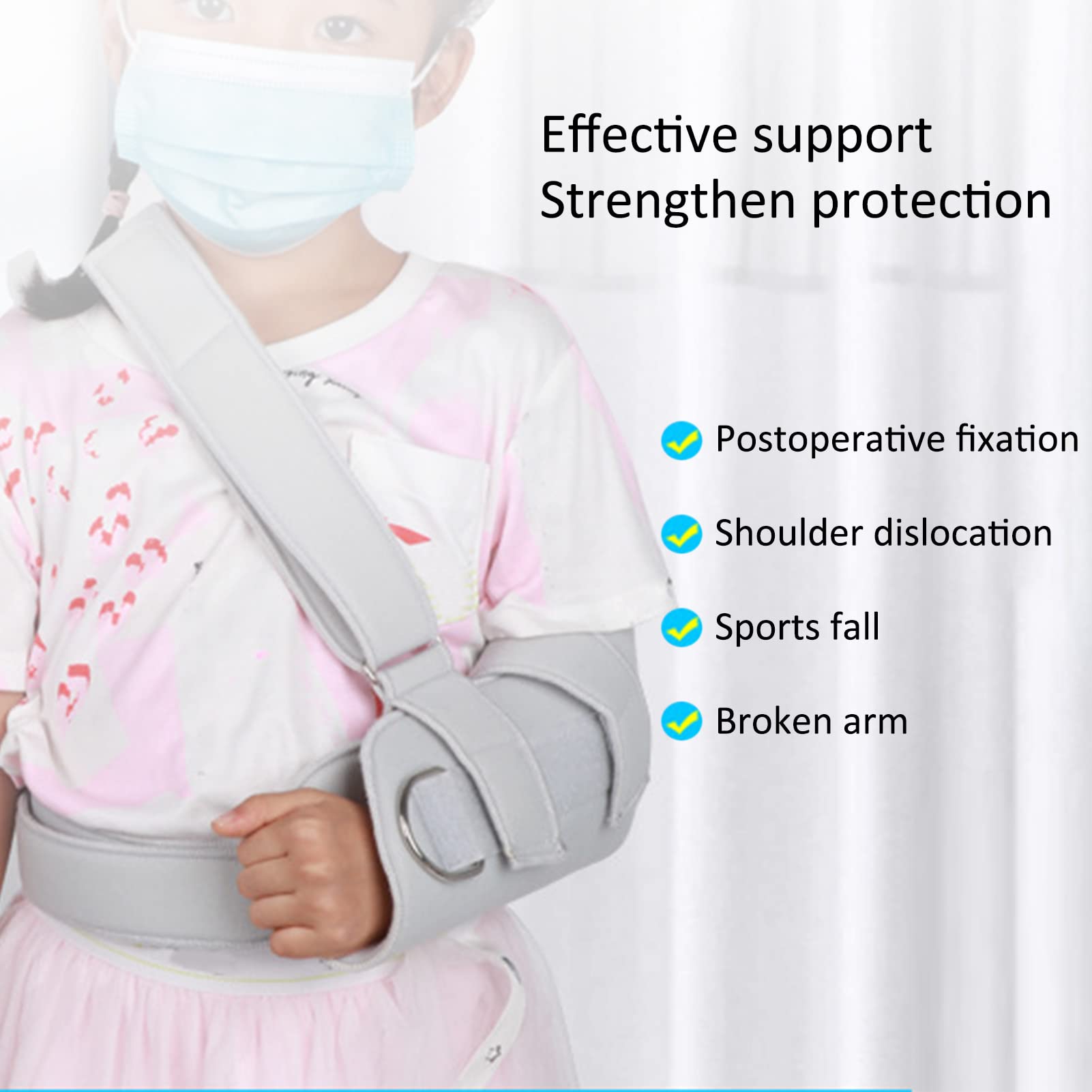Child Arm, Comfortable Adjustable Shoulder Immobilizer Open Shoulder Strap Detachable Shock Absorbing Pad for Shoulder Injury for Kids