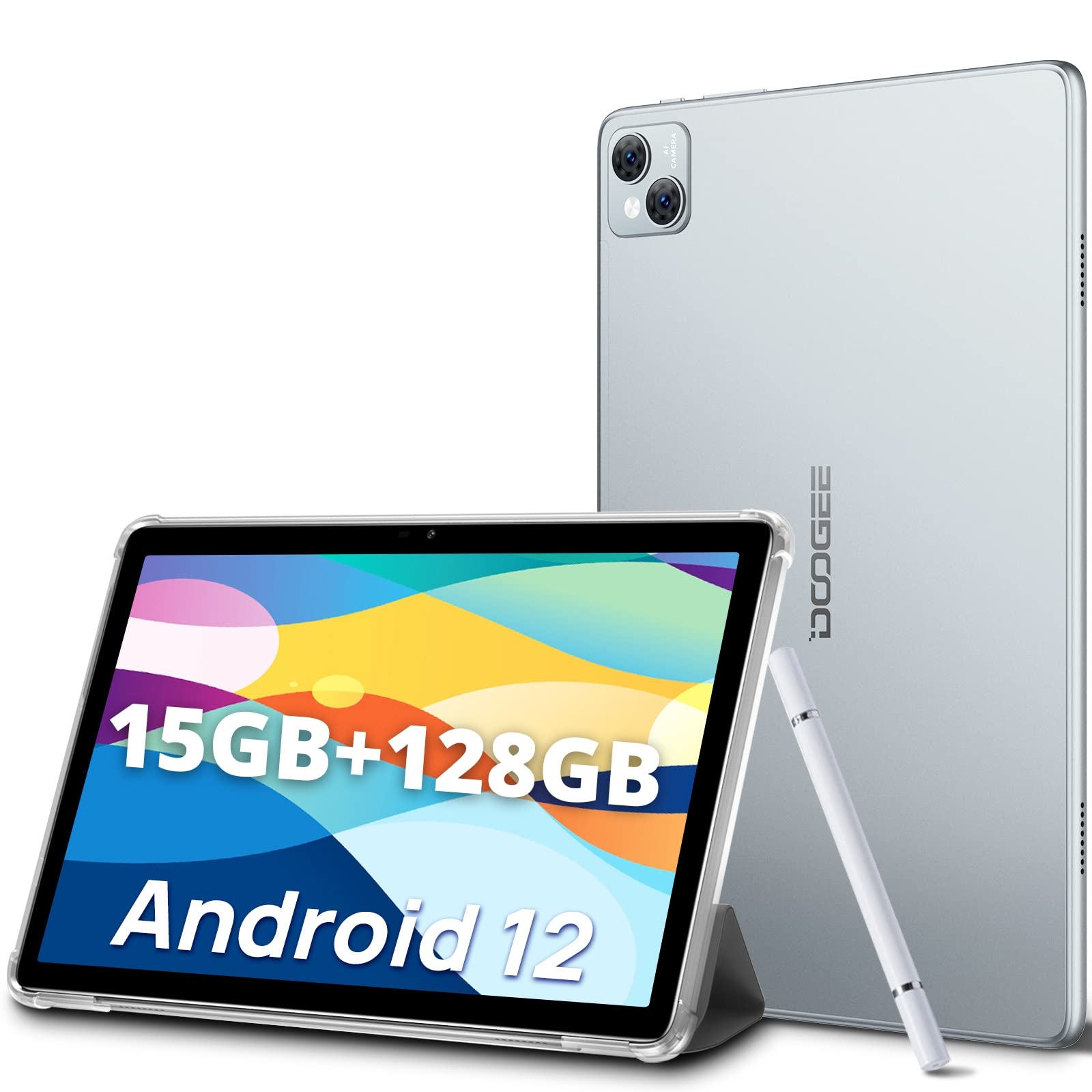 DOOGEE T10 Android Tablet 2024, 10.1" FHD+ Android 12 Tablet, 15GB+128GB Octa-Core Gaming Tablet, 8300mAh Battery 2.4G/5G WiFi Tablet, TÜV Low Bluelight Tablet Android, Bluetooth, GPS, Split Screen