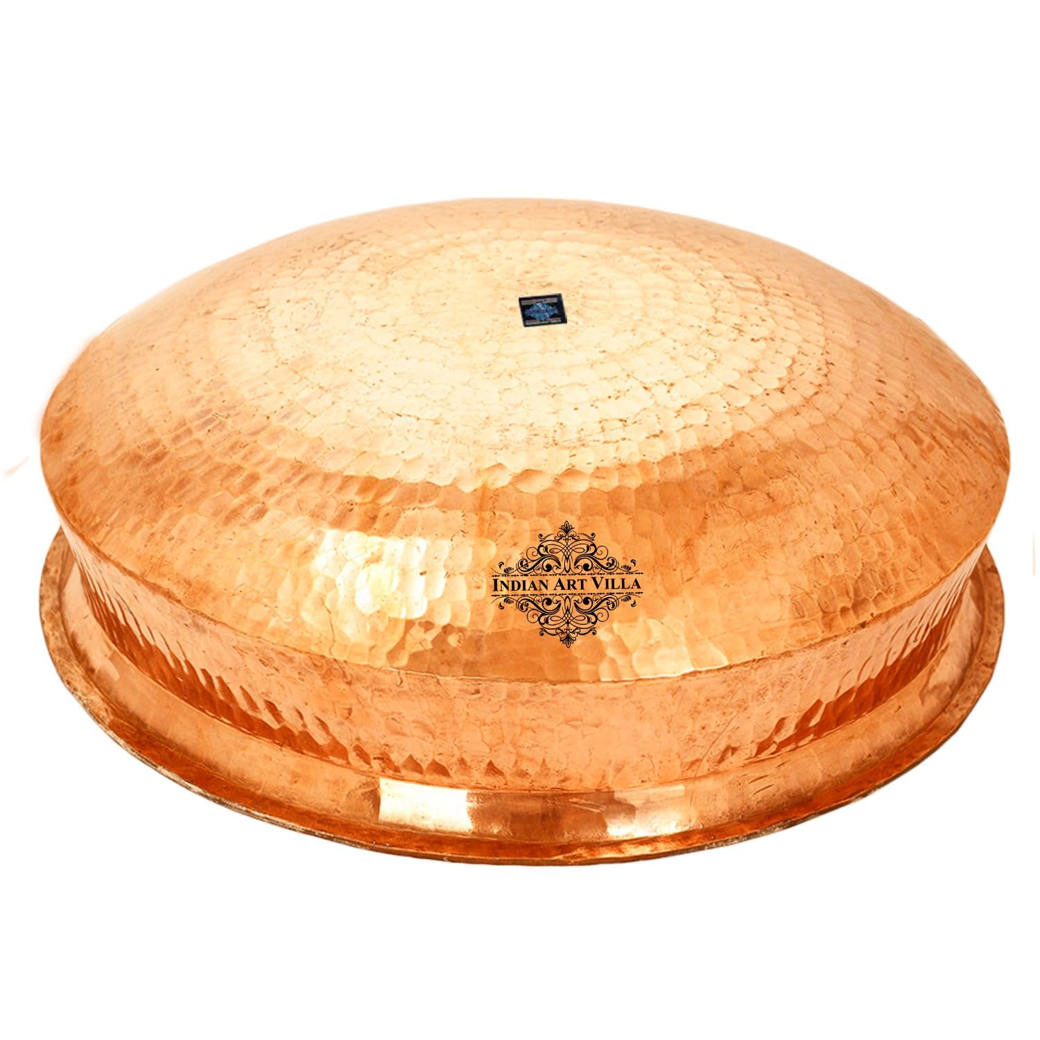 Indian Art Villa Copper Hammered Lagan Handi Chaffing Dish Pan With Tin Lining, Cookware & Serveware, Capacity -6 Liter, Hyderabadi Dum Biryani Rice and Veg/Nonveg