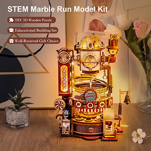Rowood 3D Puzzles for Adults, Marble Run Wooden Model Kits for Adults, DIY STEM Mechanical Building Set, Birthday for Teens Boys Age 14+ - Chocolate Factory