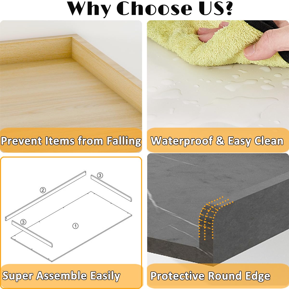 dooloric Washer Dryer Countertop, Laundry Counter top with Edge Rails Non-Slip Pads,27.6" Depth x 54" Width Wood Topper for Washer Dryer,Laundry Machine Cover for Storage and Organization Oak