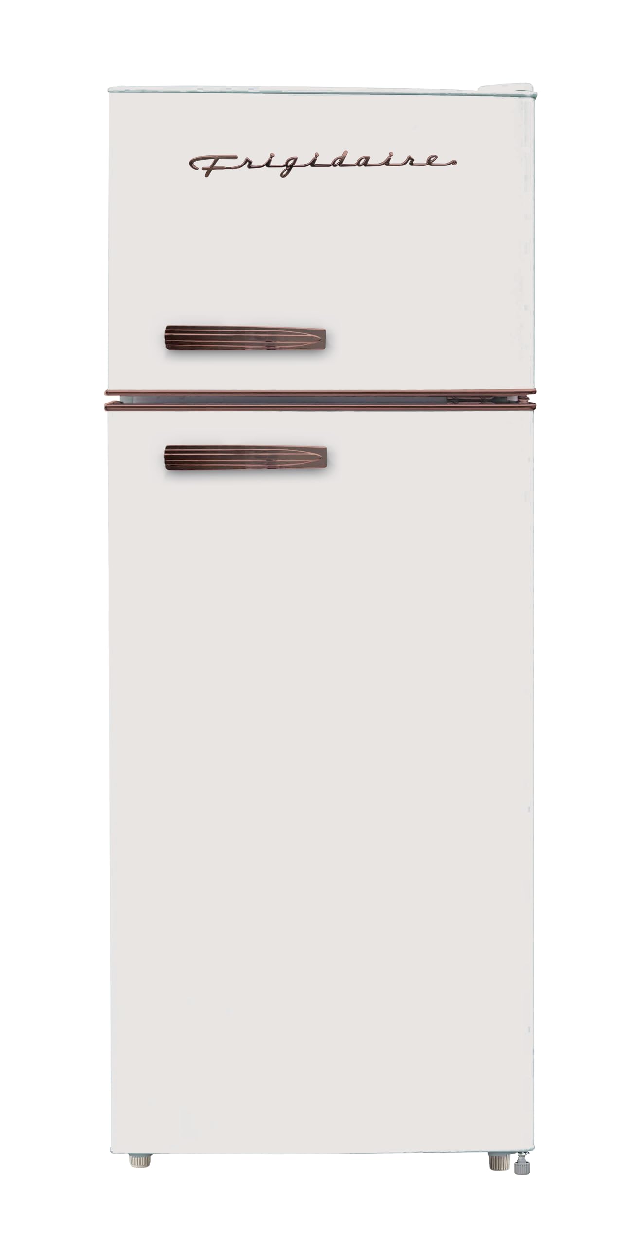 Frigidaire EFR753-RGWHITE Retro Apartment Size Refrigerator with Top Freezer-2 Fridge with 7.5 Cu Ft of Storage Capacity, Adjustable Spill-Proof Shelves, Door & Crisper Bins, White, Rose Gold Accents