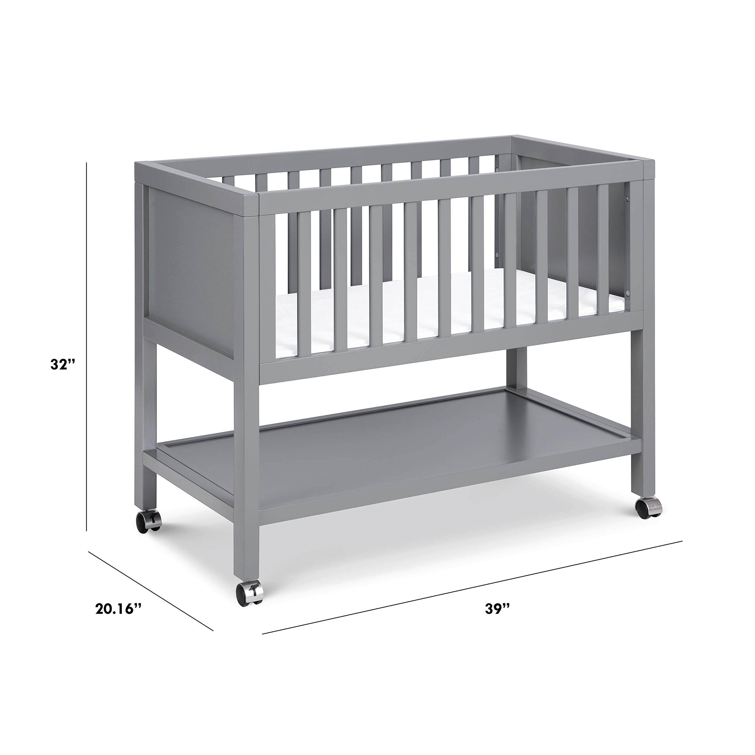DaVinci Archie Portable Bassinet in Grey, Removeable Wheels, Greenguard Gold Certified