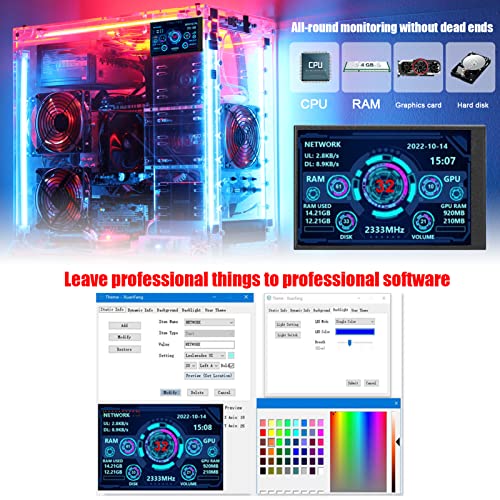 BUZHI 3.5 Inch IPS Display Screen, 3.5 Inch IPS Display Screen USB Secondary Screen Computers CPU GPU RAM D Monitor Time Date Display Horizontal Vertical Screen Switch