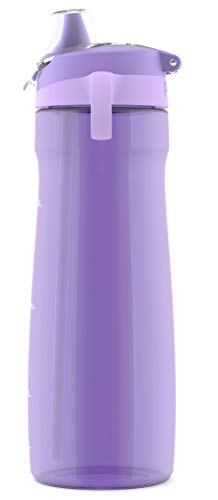 Pogo Plastic Water Bottle with Soft Straw Lid and Carry Handle, BPA Free, Dishwasher Safe, 18oz, Lilac