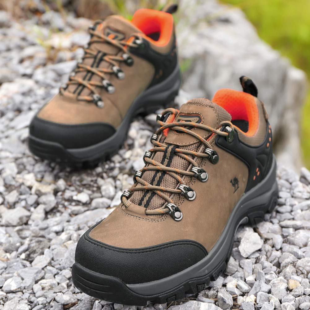 CAMEL CROWN Men's Hiking Shoes Low Top Trekking Boots Non-slip Walking Sneakers for Outdoor Work Trail Casual(Khaki,9)