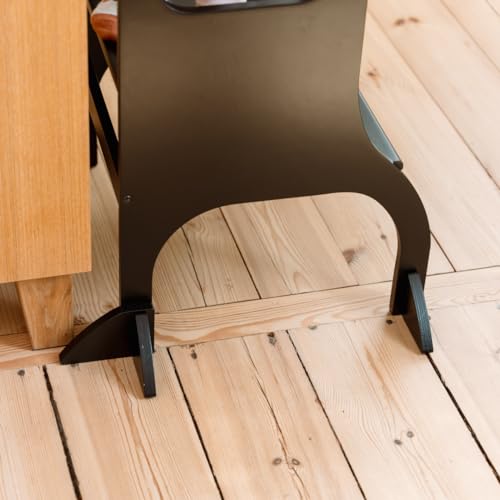 Ette Tete Step UP • Adjustable Height Montessori Toddler Kitchen Helper Tower with Support Legs (Black)