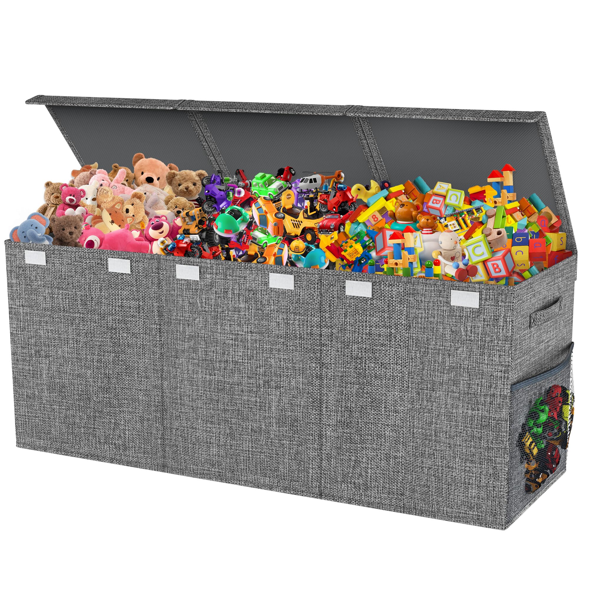 Extra Large Toy Box, Collapsible Sturdy Kids Toy Chest for Boys, Girls, Kids, 41"x14"x16"Toy Storage Organizer Toddler Storage Bins with Lids, Toy Box basket for Living Room, Bedroom, Nursery, Gray