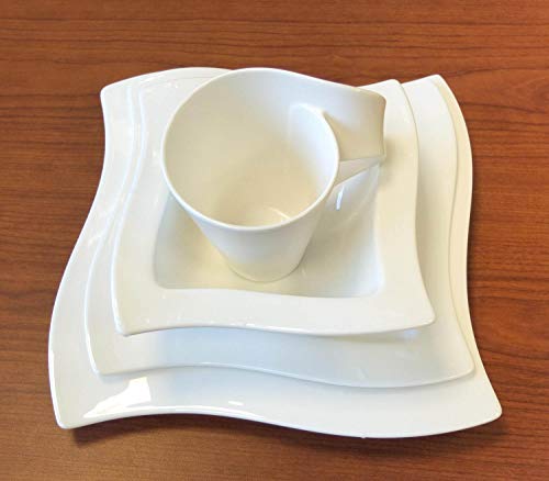 Villeroy & Boch New Wave 4-Piece Place Setting Dinner, Salad Plate, Bowl, and Mug β Premium Porcelain, Set of (Variable), Dinnerware