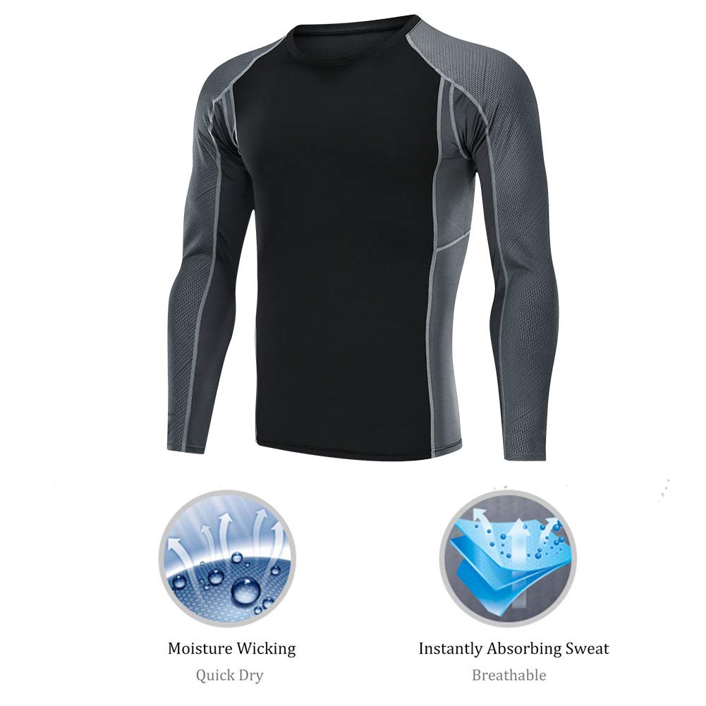 Bsadne Men's Compression Set Running Gym Clothes for Men Basketball Clothes Set (3 Pieces Long-d, X-Large)