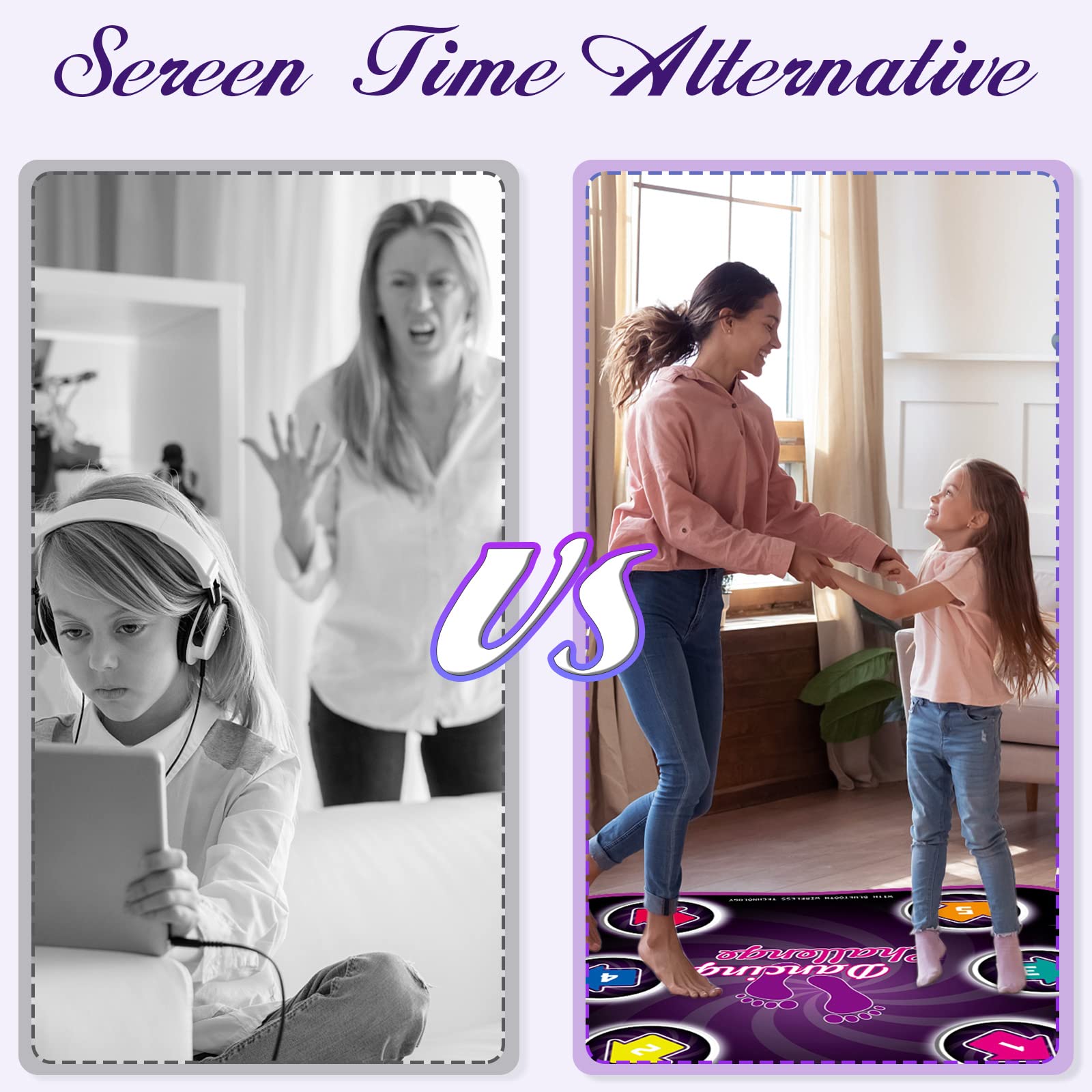 Dance Mat,Light Up Dance Mat for Kids,Dance Pad for Toddlers with Wireless Bluetooth and 5 Game Modes, Floor Dance Game Toy Birthday for Boys Girls Ages 3-12