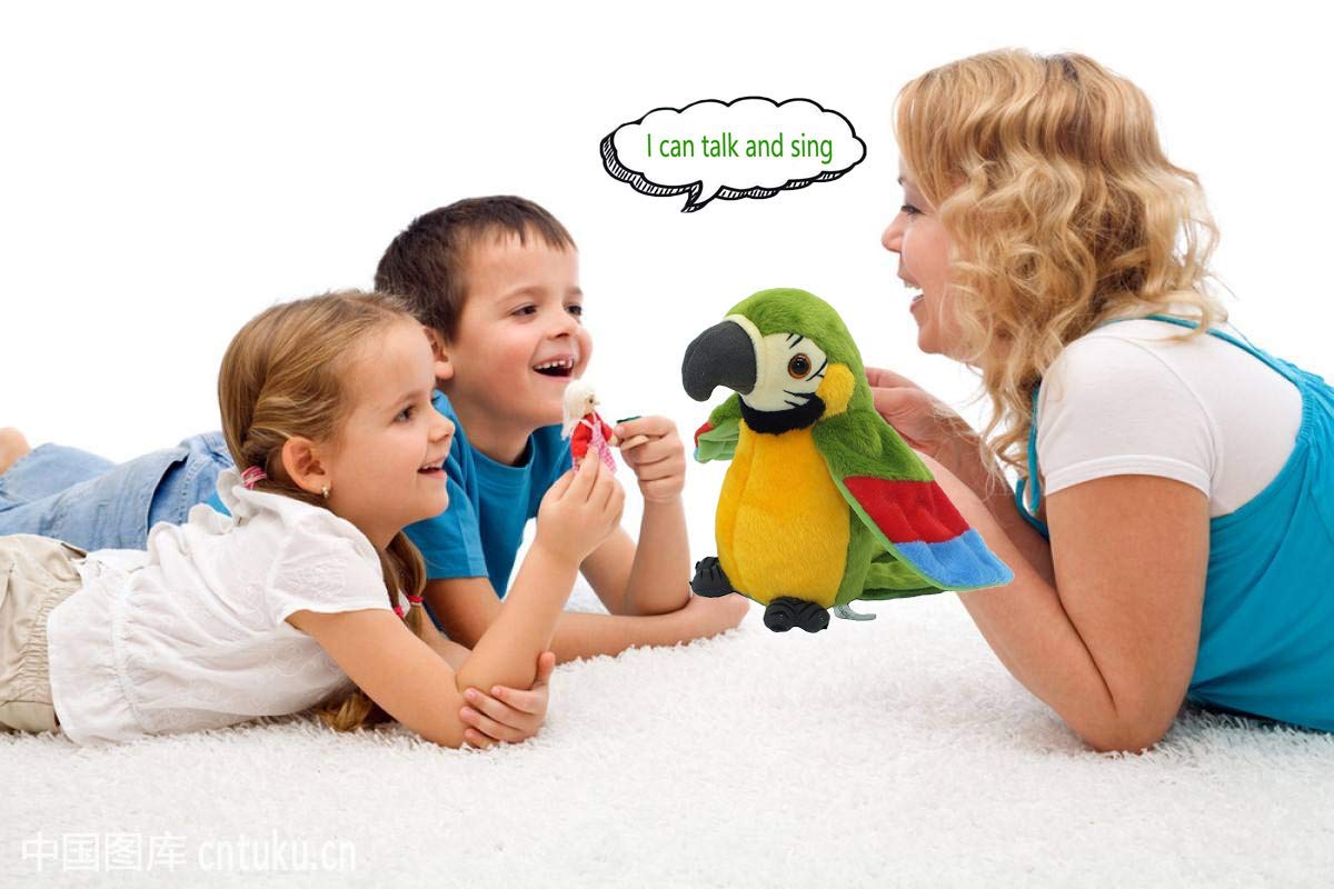 Talking Parrot No Matter What You Say Will Repeat What You Say Funny Learning Good Helper Bring You Happiness!Parrot Toys! Speaking Parrot.Talking Bird.Multifunctional Electric Plush Parrot Speaking