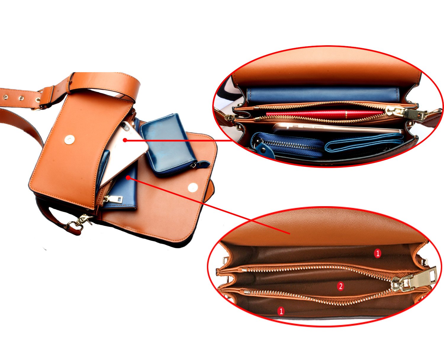 Myosotis510 Retro Women's Cross Body Clutch Genuine Leather Messenger Flap Bag