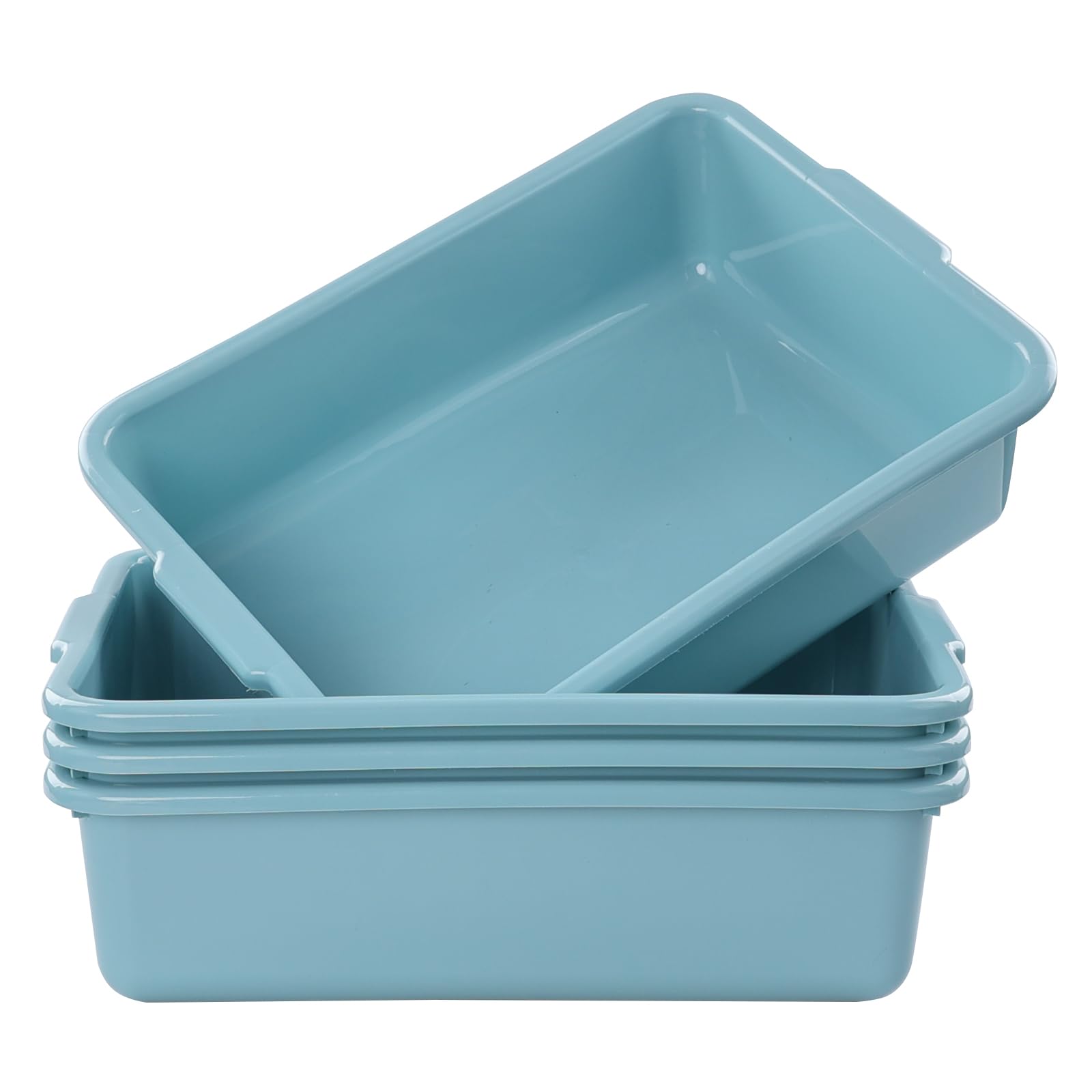 Inhouse 13 L Plastic Commercial Tote Box, Wash Tub Basin, 4-Pack, Mint Green, F