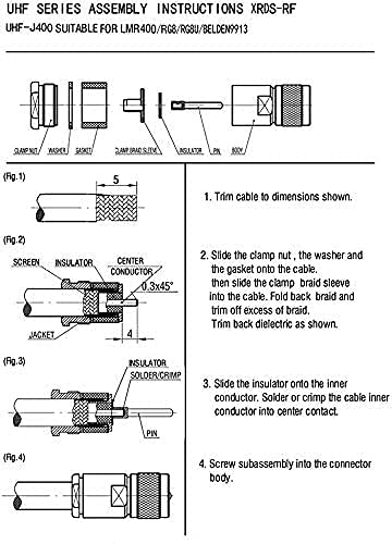 PL259 Coax Connectors, 5-Pack PL-259 UHF Male Clamp Connector PL259 UHF Plug Male RF Coax Connector for LMR400/RG8/RG8U/KMR400/Belden 9913/7D-FB Cable