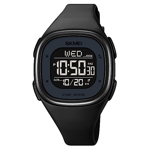 CakCity Mens Digital Waterproof Watch Womens Square Watch Men Wrist Watches Stop Watch with Countdown Timer Dual Time Watch