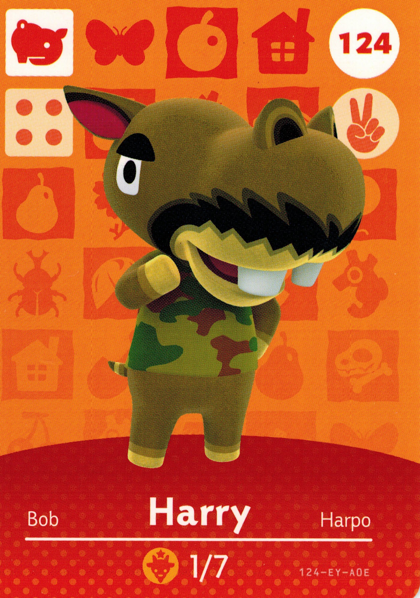 Nintendo Animal Crossing Happy Home Designer Amiibo Card Harry 124/200 USA Version