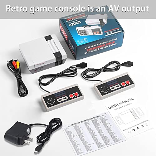 Retro Game Console,Classic Mini Retro Game Console, Classic Mini Console Built-in with 620 Classic Retro Games,AV Output,Plug and Play Video Game Console