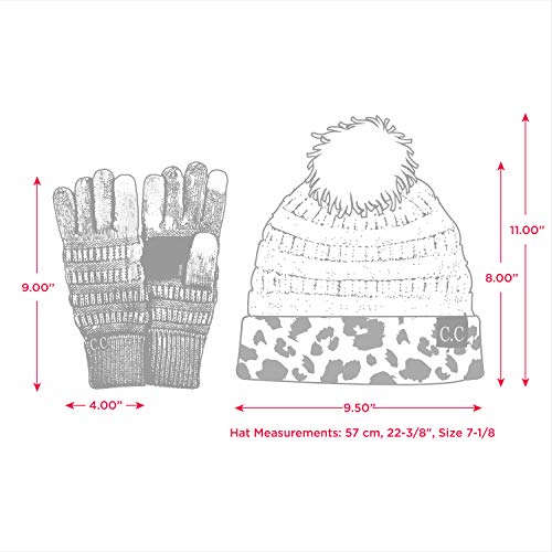 C.C Exclusives Cable Knit Beanie - Thick, Soft & Warm Chunky Beanie Hat with Glove Gift Set for Women (HATG-80) (0 Gift Set-Leopard)