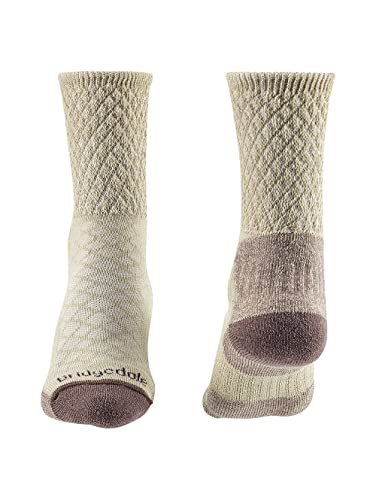 Bridgedale Women's Lightweight Boot Height - Merino Comfort Socks, Sand, Small