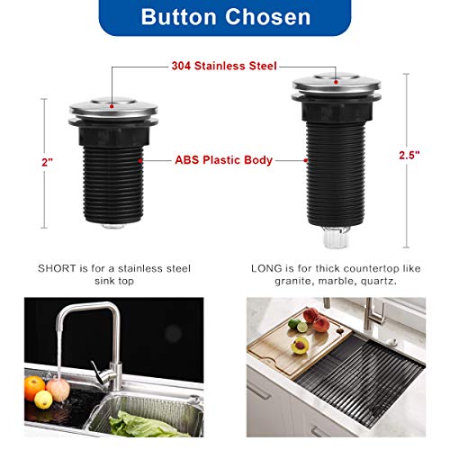 Garbage Disposal Air Switch Kit Dual Outlet Sink Top Waste Disposer On/Off Switches with ABS Power Module Long Stainless Steel Polished Button by CLEESINK