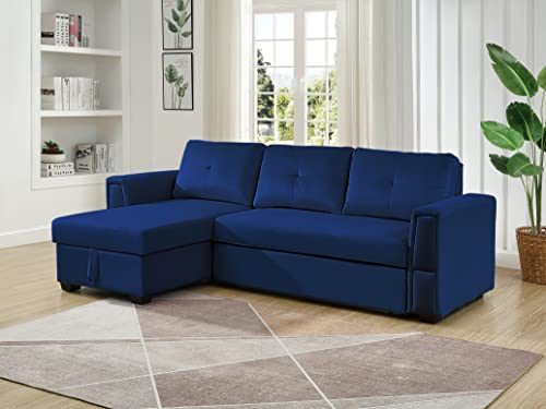 Legend Vansen 91'' L-Shaped Convertible Sectional Sleeper Sofa with Pull-Out Bed and Storage,with Reversible Chaise,Convertible Sofa for Living Room and Apartment