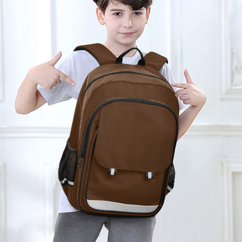 ODAWA Coconut Brown School Bags for Kids Large Capacity Lightweight Bookbags Girls Boys Backpack for Kids