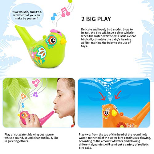 Tovip 1Pcs Coloured Drawing Water Bird Whistle Bathtime Musical Toy for Kids Early Learning Educational Children Gift Toy Musical Instrument