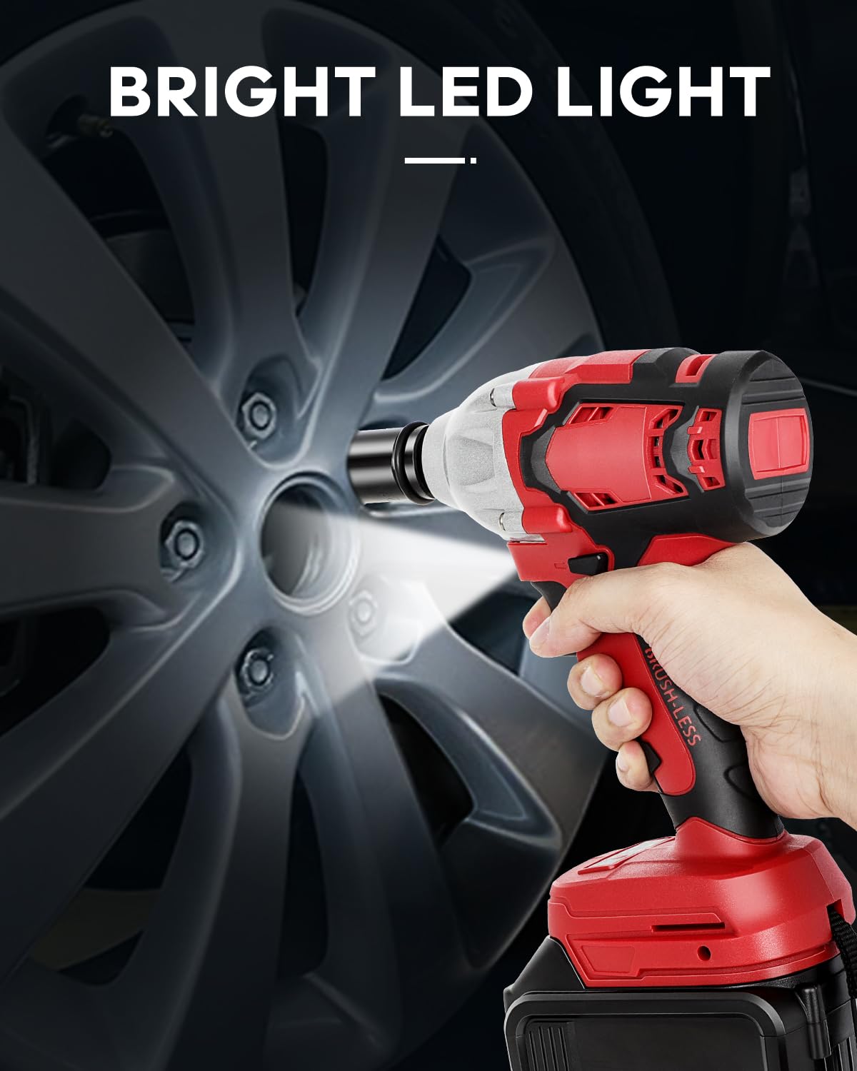GCCSJ Cordless Impact Wrench 1/2 Inch Brushless High Torque Wrenches 210 ft-lbs Right Angle Detent Anvil Impact Drive Set Kit 2 Battery 18V 2300RPM Chuck/Drill/Sockets/Tool Box/Fast Charger