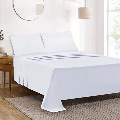 Mejoroom Queen Sheet Set - Hotel Luxury 1800 Bedding Sheets & Pillowcases - Deep Pocket Fitted Sheet, Hypoallergenic, Wrinkle& Breathable, Fade Resistant - 4 Piece (Queen,White)