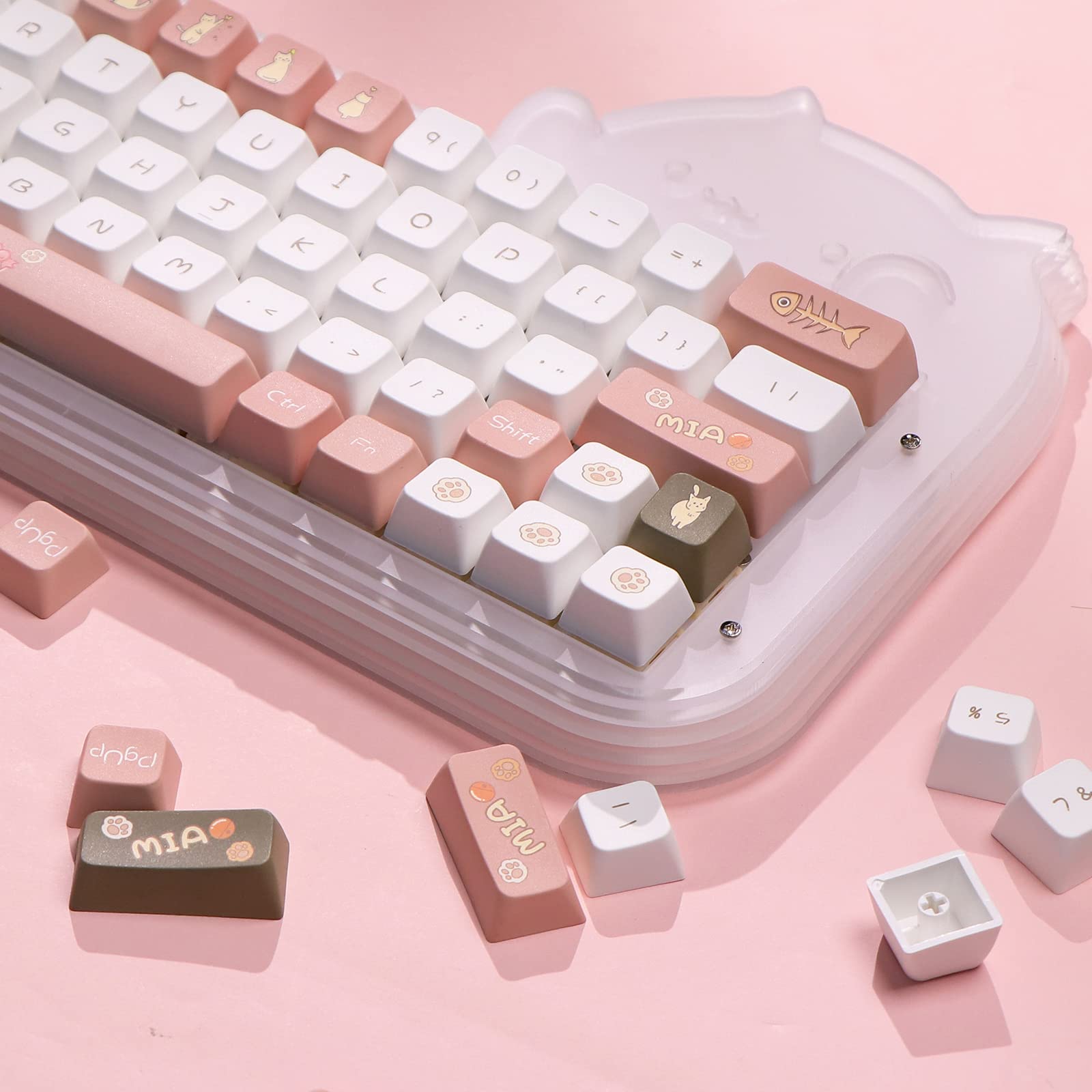 EPOMAKER MIA Cat 149 Keys MDA Profile ANSI/ISO PBT Dye Sublimation Keycaps Set for Mechanical Gaming Keyboard, Compatible with Cherry Gateron Kailh Otemu MX Structure