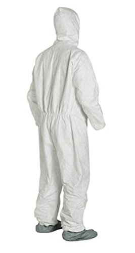 DuPont TY122S Disposable Elastic Wrist, Bootie & Hood White Tyvek Coverall Suit 1414, XX-Large