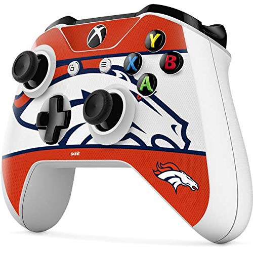Skinit Decal Gaming Skin Compatible with Xbox One S Controller - Officially Licensed NFL Denver Broncos Zone Block Design