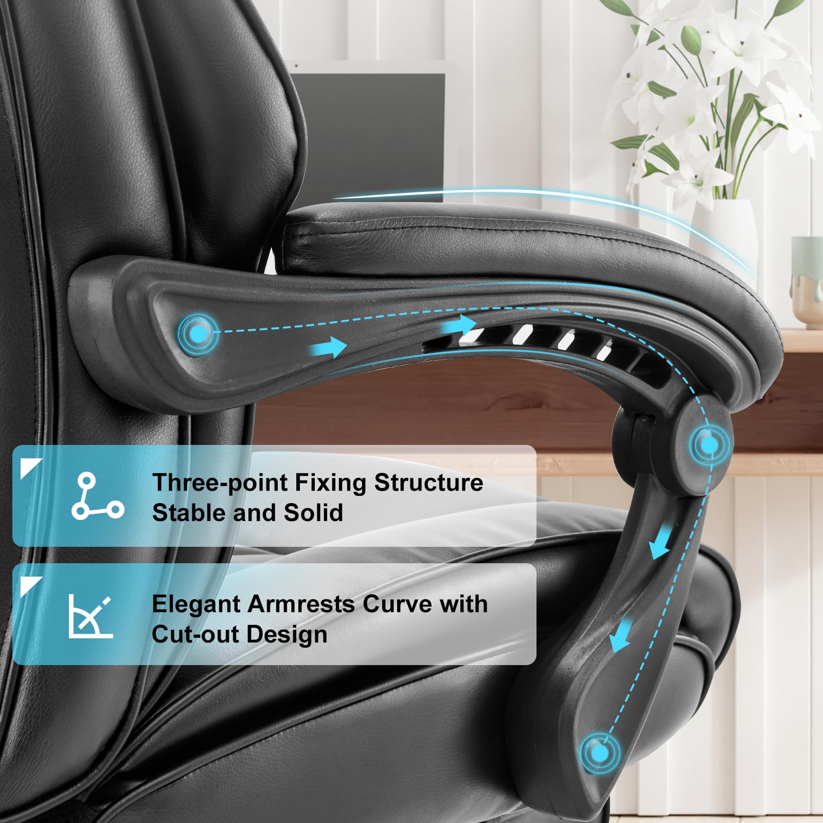 COLAMY Office Chair with Footrest-Ergonomic High Back Design Executive Computer Desk Chair with Removable Lumbar Pillow, 90-135°Reclining, Thick Bonded Leather for Home Office Work Comfort, Pink