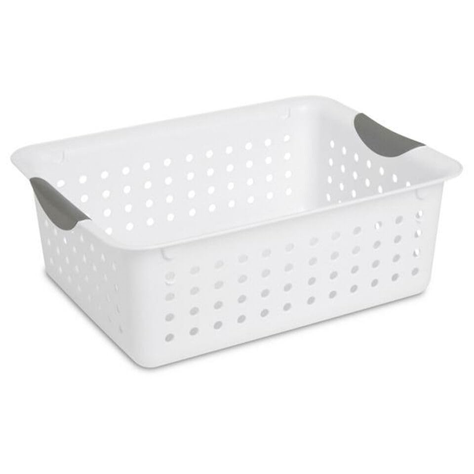 IFFANY Medium Ultra Plastic Storage Organizer Basket with Handles, (6 Pack)