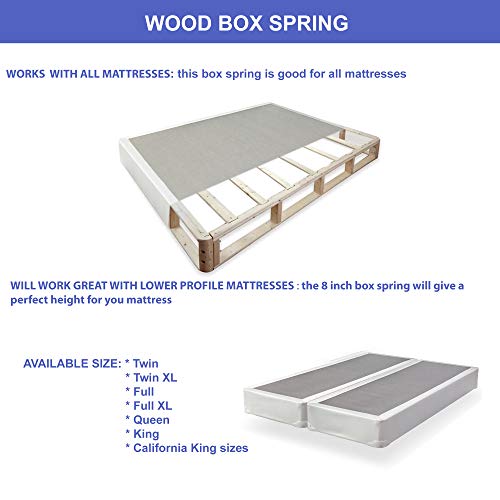 Continental Mattress Fully Assembled Split Low Profile Wood Traditional Box Spring/Foundation for Mattress, Queen, Beige