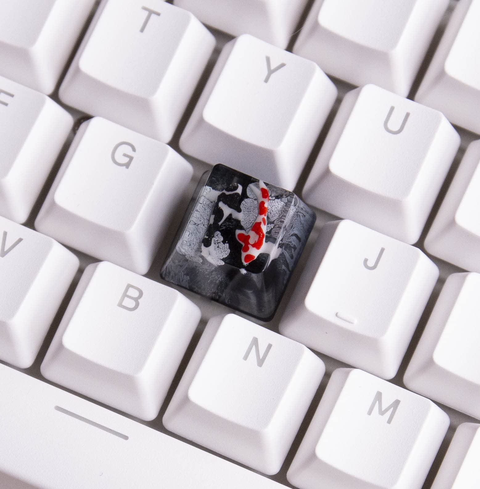 cho26key Gaming Keycaps for Cherry MX Switches(OEM R4) Hand Made Resin Key caps… (Black Koi（R4）)