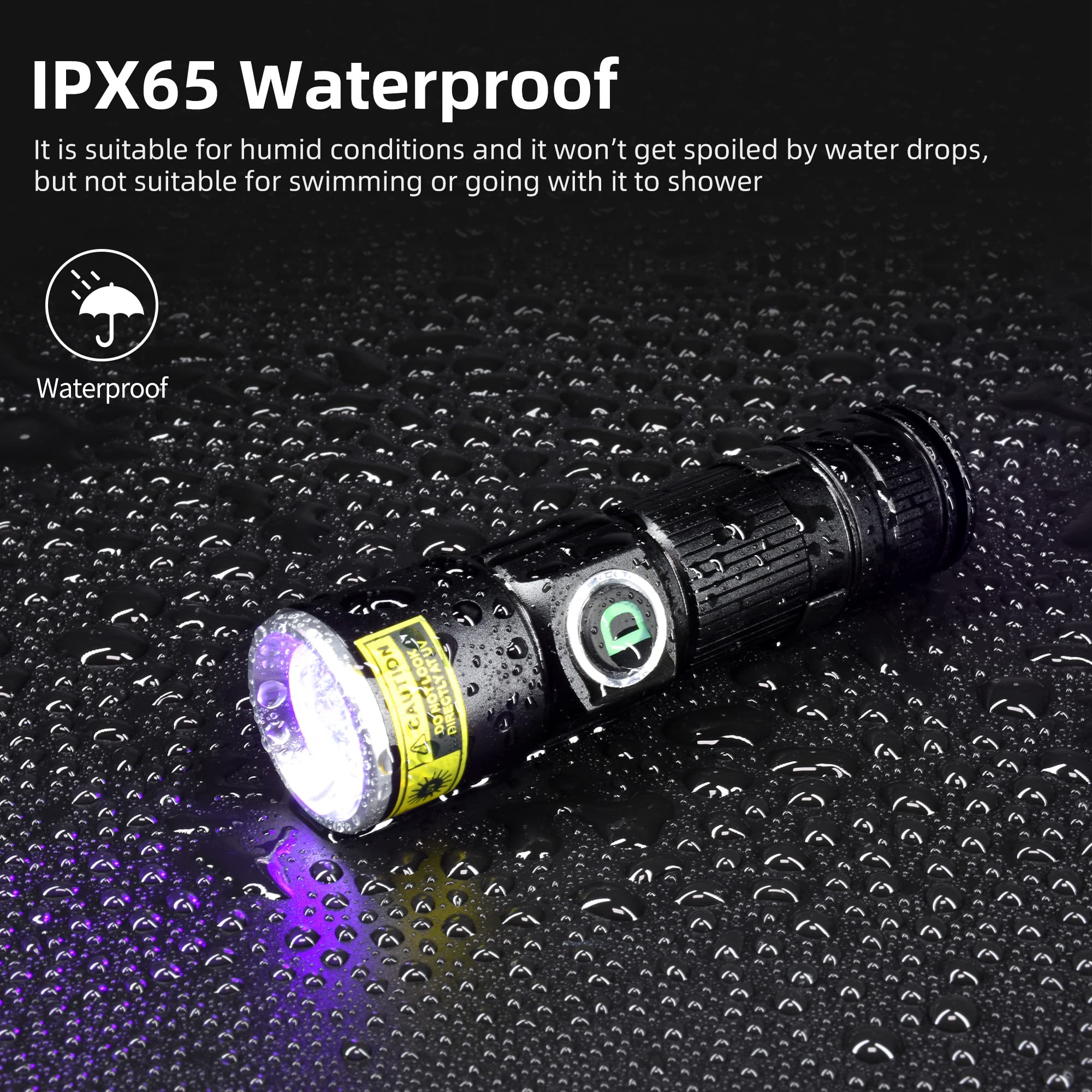DARKDAWN UV 395nm Light Flashlights USB Rechargeable Ultraviolet LED Blacklight Mini Wood’s Lamp Portable Blacklight for cat Urine Detection Dry Stains, Uranium Glass, Leak Detection, D15 395 nm