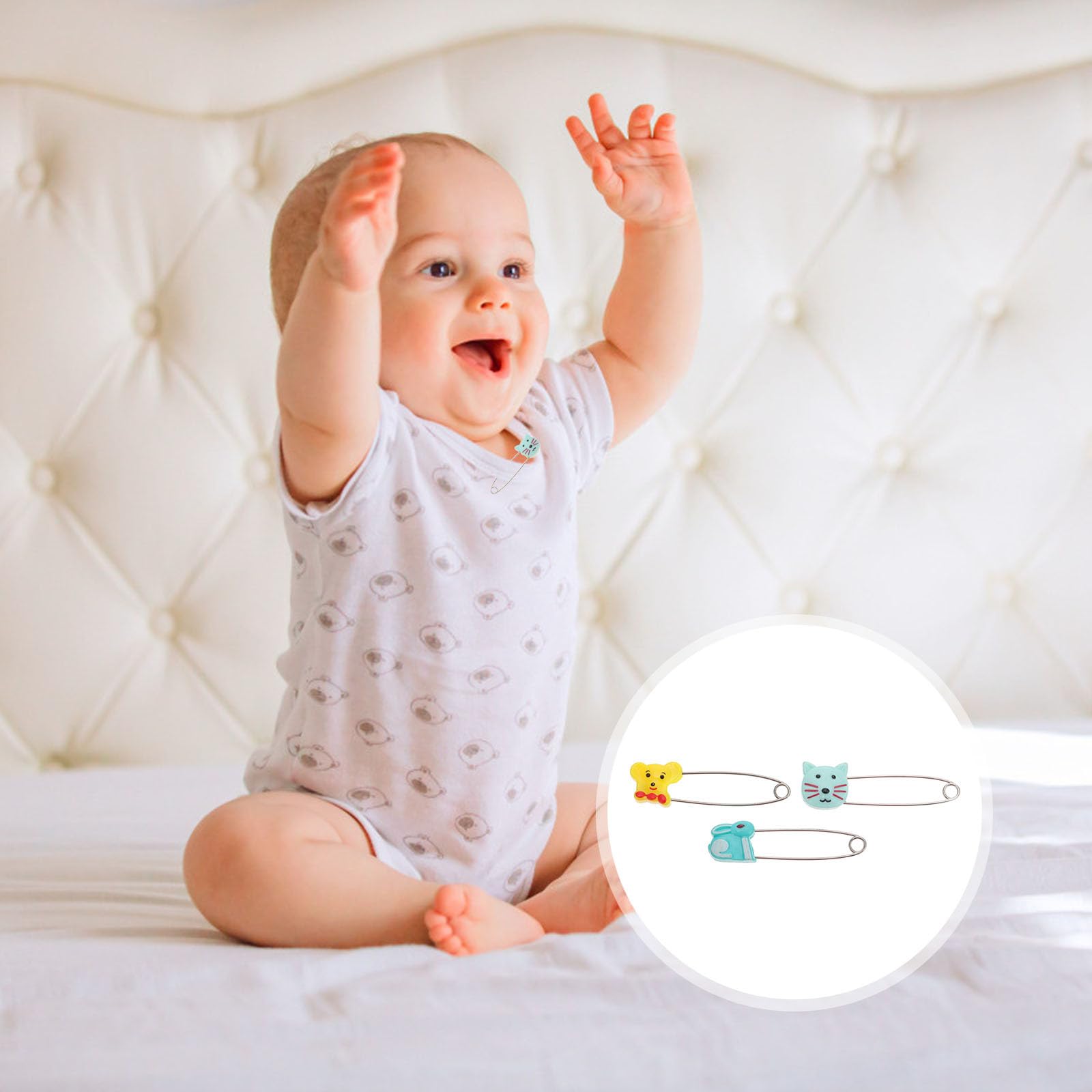 PATKAW Animal Pin Clasp 10pcs Diaper Pins, Safety Diapers Pins Safety Pin Stainless Steel Pin with Locking Closure, Random Color Brooch Pin