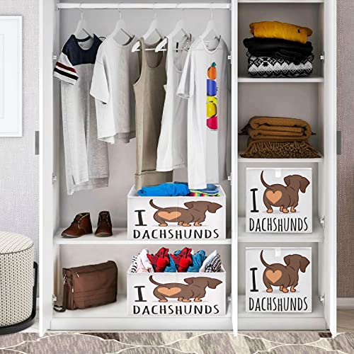 RunningBear Dachshund Dog Storage Basket Storage Bin Square Collapsible Toy Bins Decorative Storage Boxes Organizer for Clothes Towels Magazine