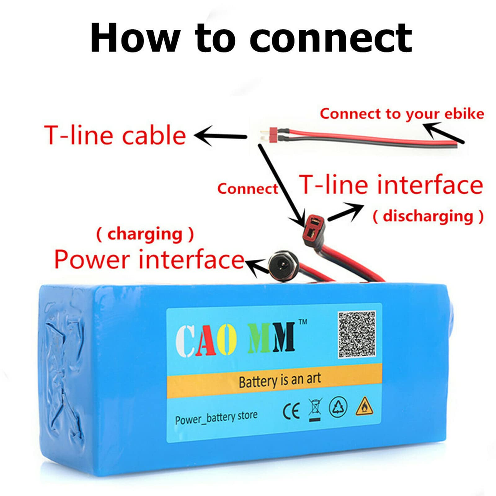 Cao MM 48V Battery, Ebike Battery, 48V/14AH 30amp Lithium Battery Pack Li ion Battery for 1200W Motor Electric Bike Bicycle Scooter